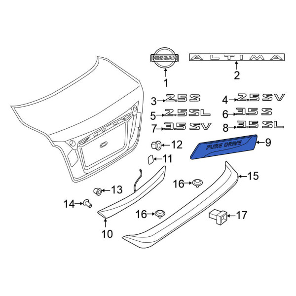 Nissan OE 90892BG00A - Rear Door Emblem