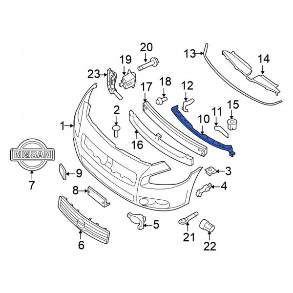 Nissan OE 622409N00A - Front Bumper Cover Support Rail