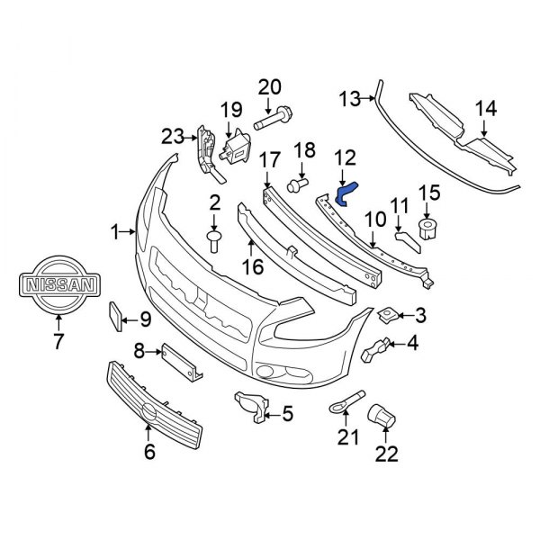 Nissan OE 622969N00A - Front Right Bumper Cover Stay