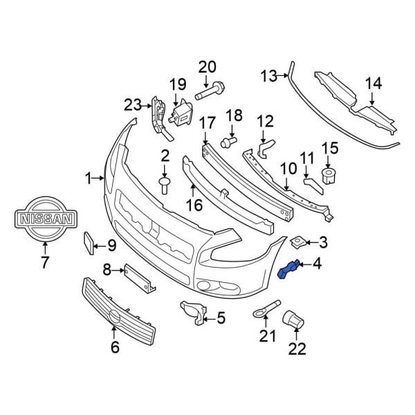 Nissan OE 622209N00A - Front Right Bumper Guide