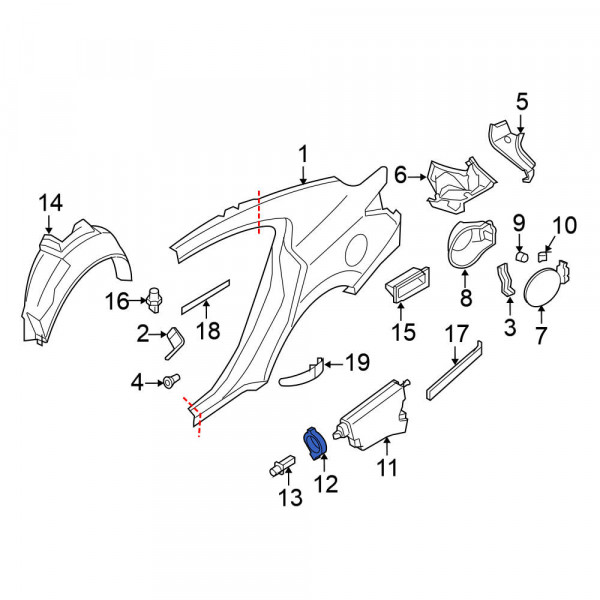 Nissan OE 84656AR000 - Fuel Filler Door Lock Actuator Clamp