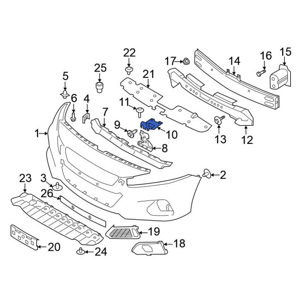 Nissan OE 622406CA0B - Front Upper Bumper Cover Bracket