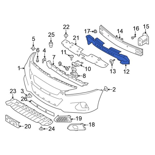 Nissan OE 620906CA0A - Front Upper Bumper Impact Absorber