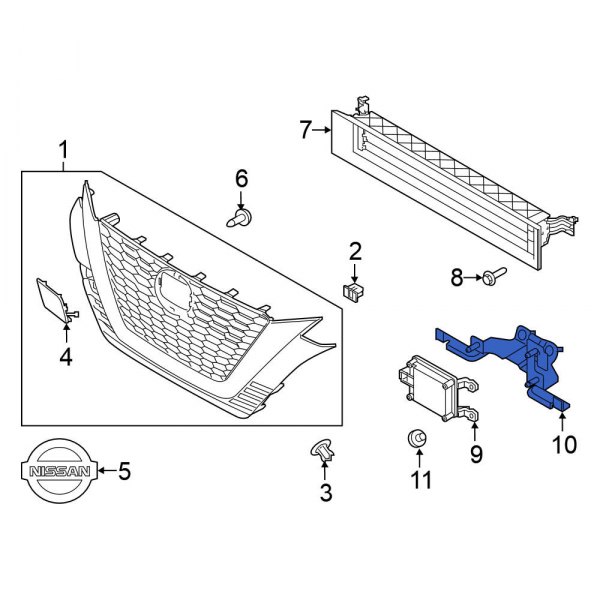Nissan OE 284526CA0A - Cruise Control Distance Sensor Bracket