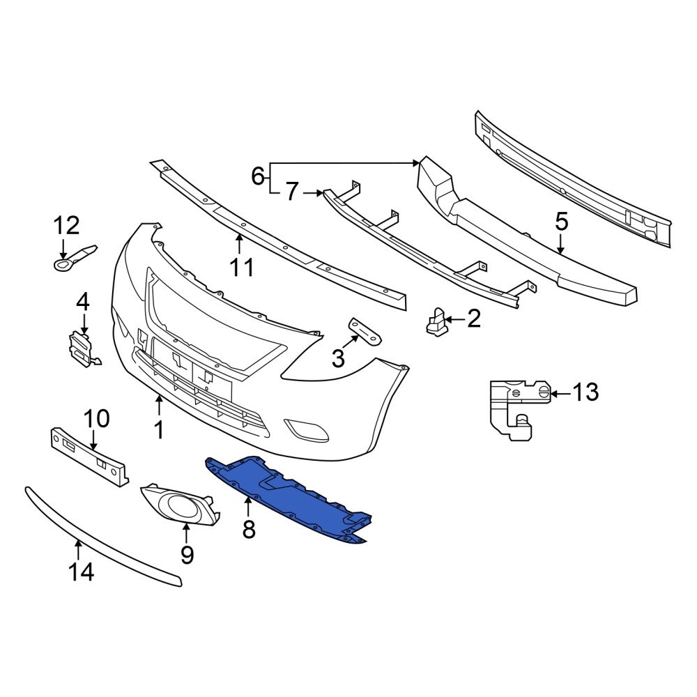 Nissan OE 620909KM0A - Front Bumper Impact Absorber