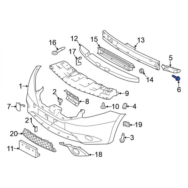 Nissan OE 085666162A - Bumper Cover Support Rail Bolt