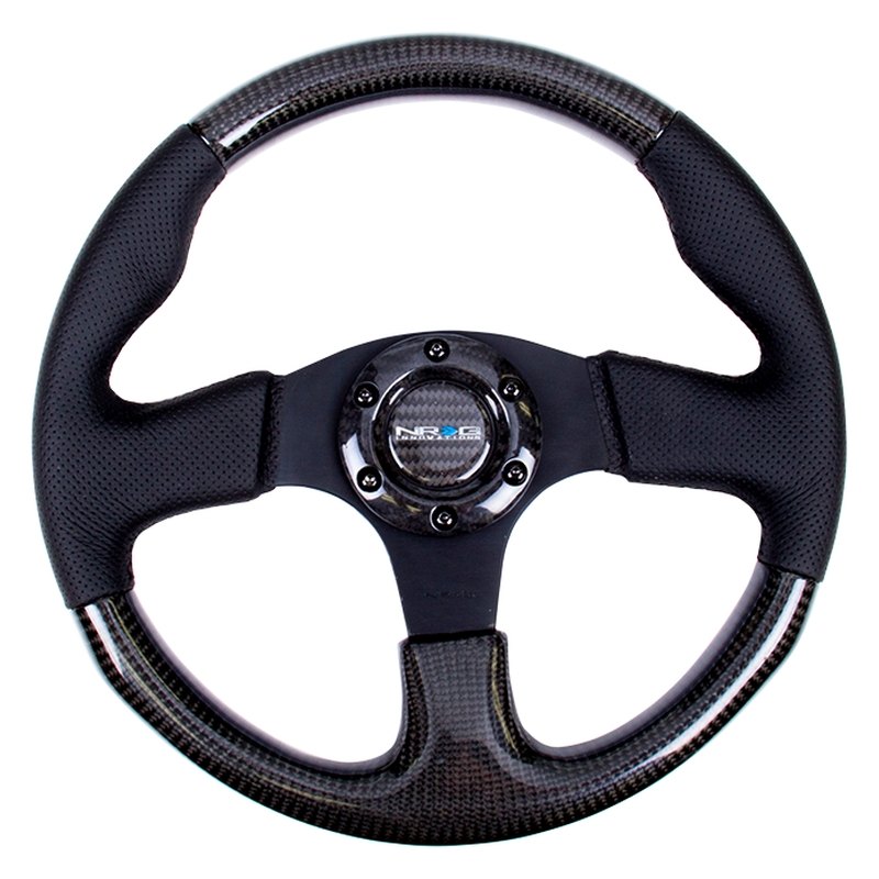 NRG Innovations® - 3-Spoke Carbon Fiber Steering Wheel with Leather ...