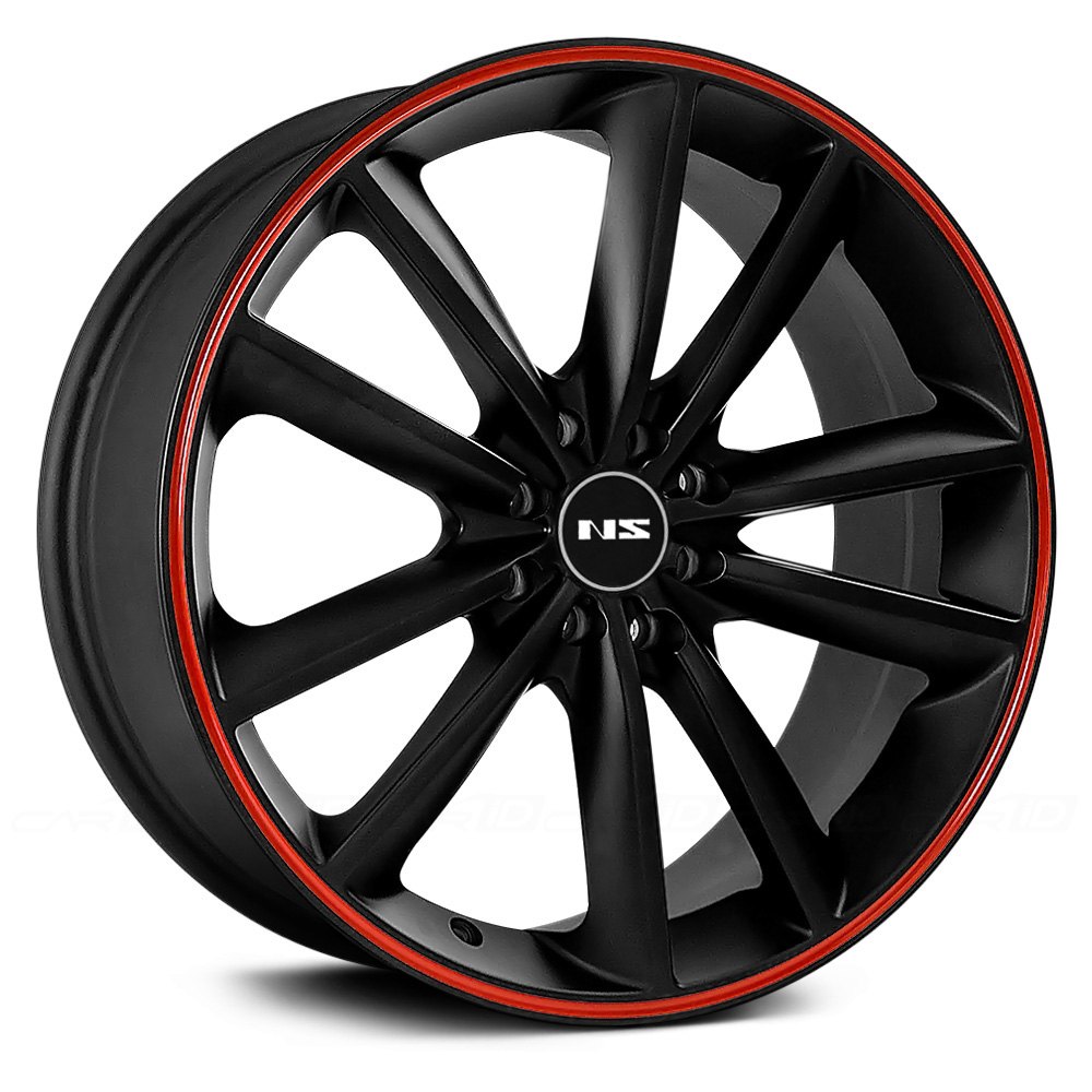 NS SERIES® NS9012 Wheels - Matte Black with Red Stripe Rims