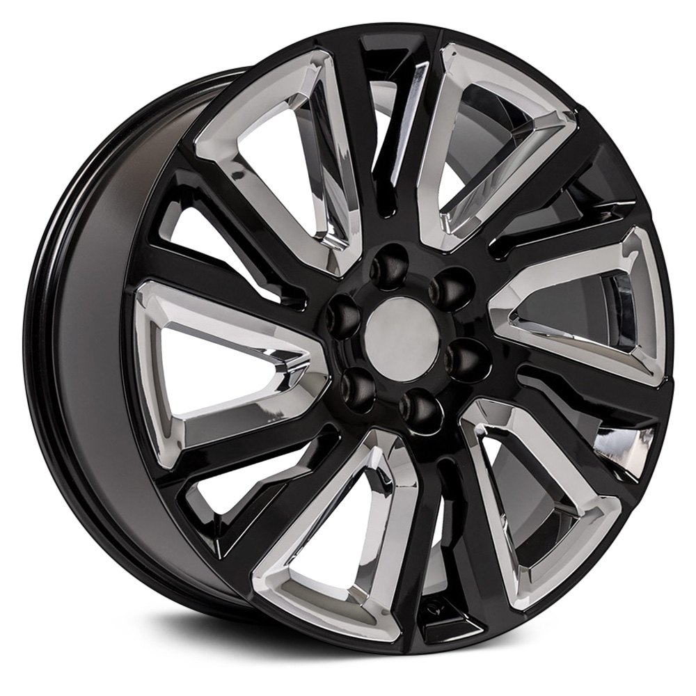 OE Wheels® 9508993 - 12 Spiral-Spoke Black with Chrome Inserts 22x9 ...