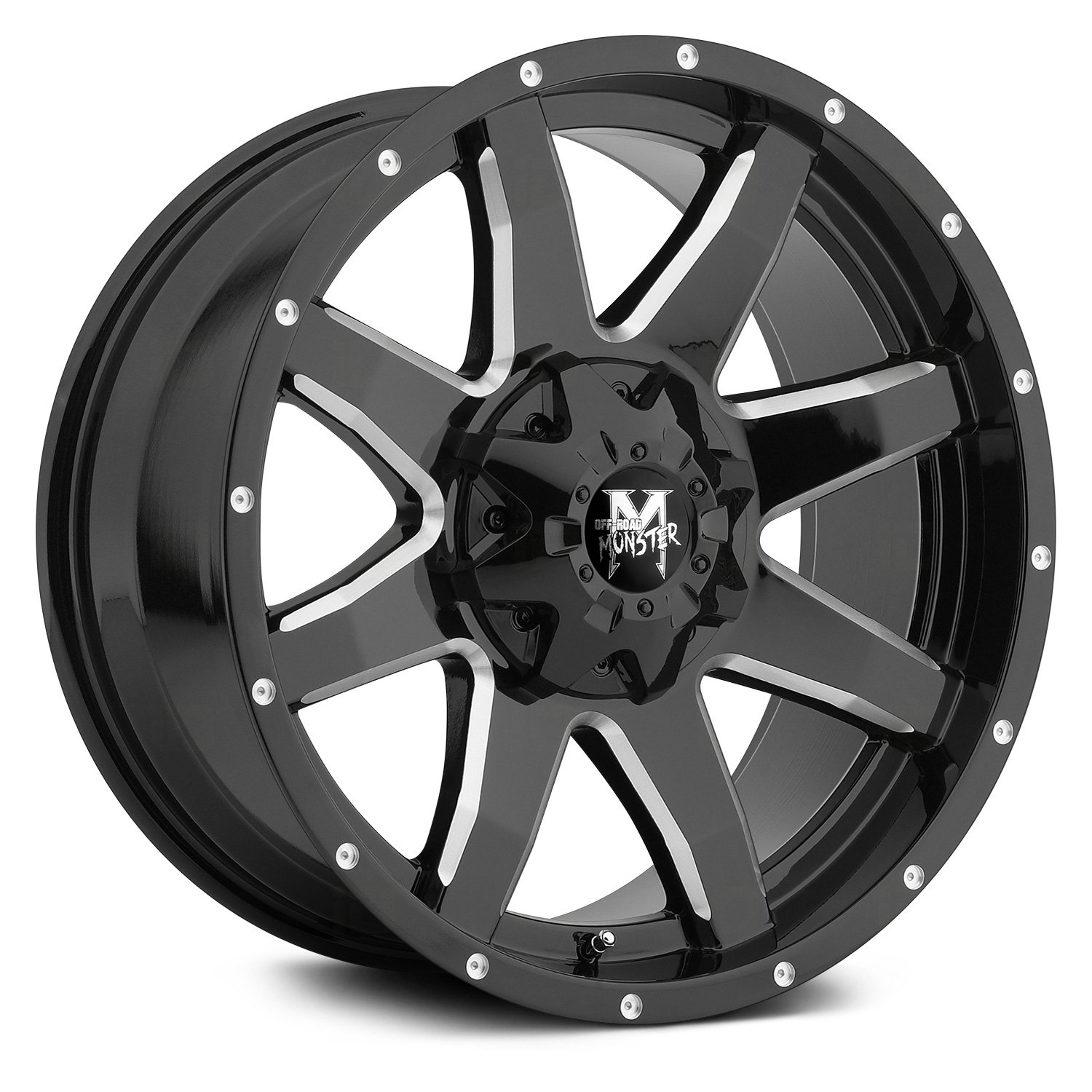 OFF-ROAD MONSTER® M08 Wheels - Gloss Black with Milled Accents Rims