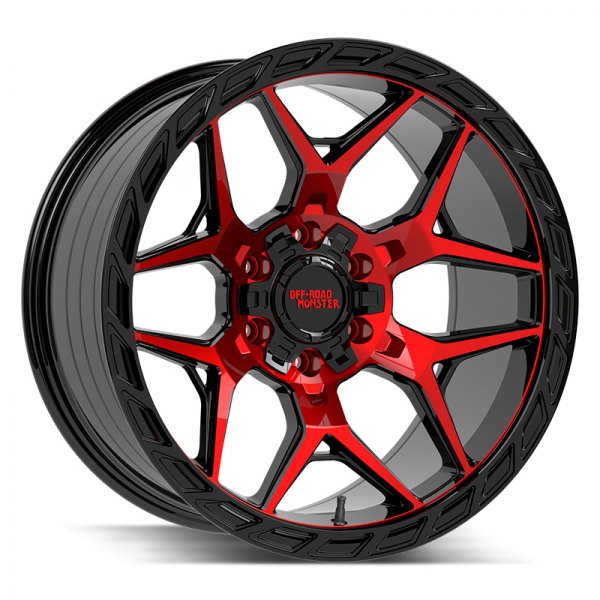 OFF-ROAD MONSTER® MF40 Wheels - Gloss Black with Candy Red Machined ...