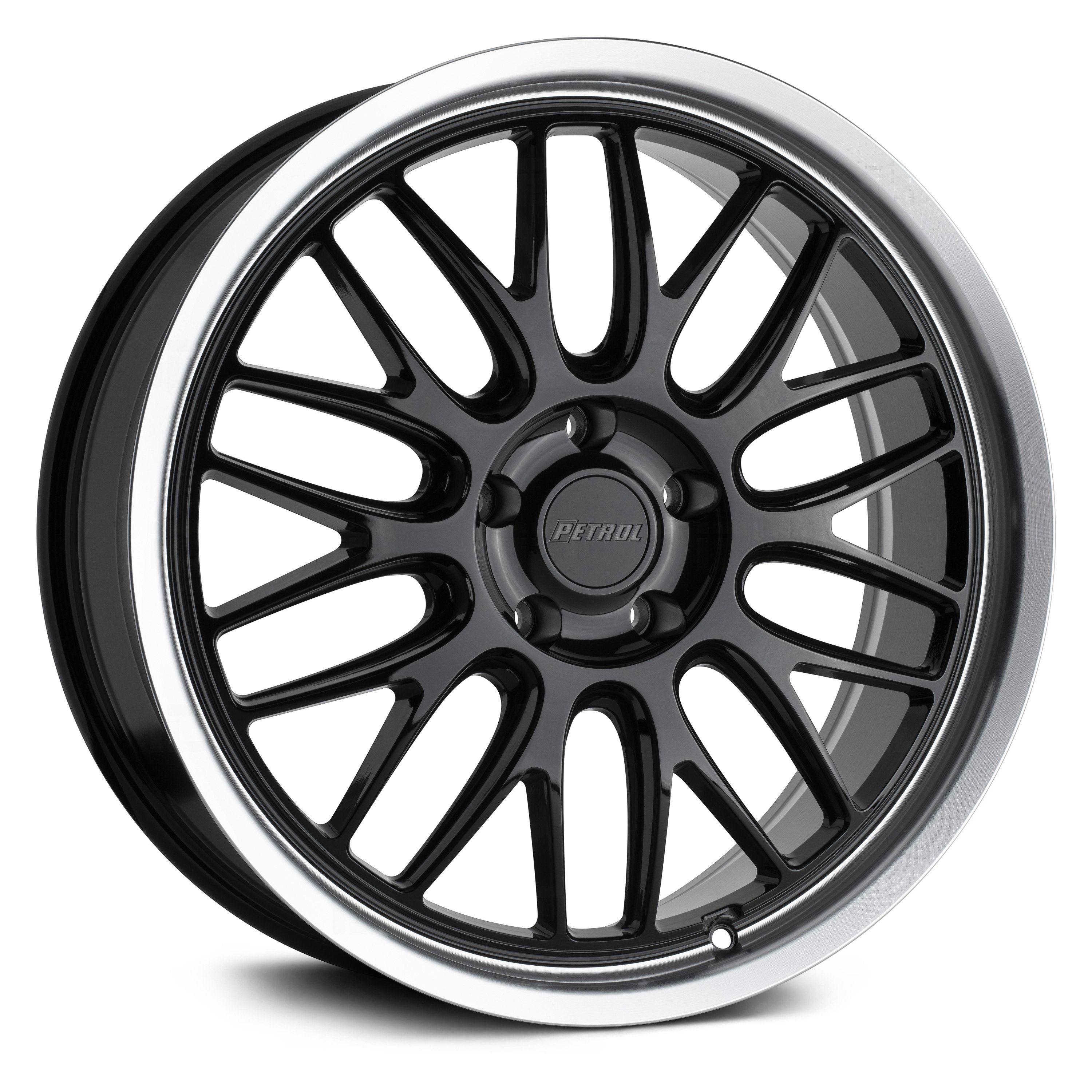 PETROL® P4C Wheels - Gloss Black with Machined Lip Rims