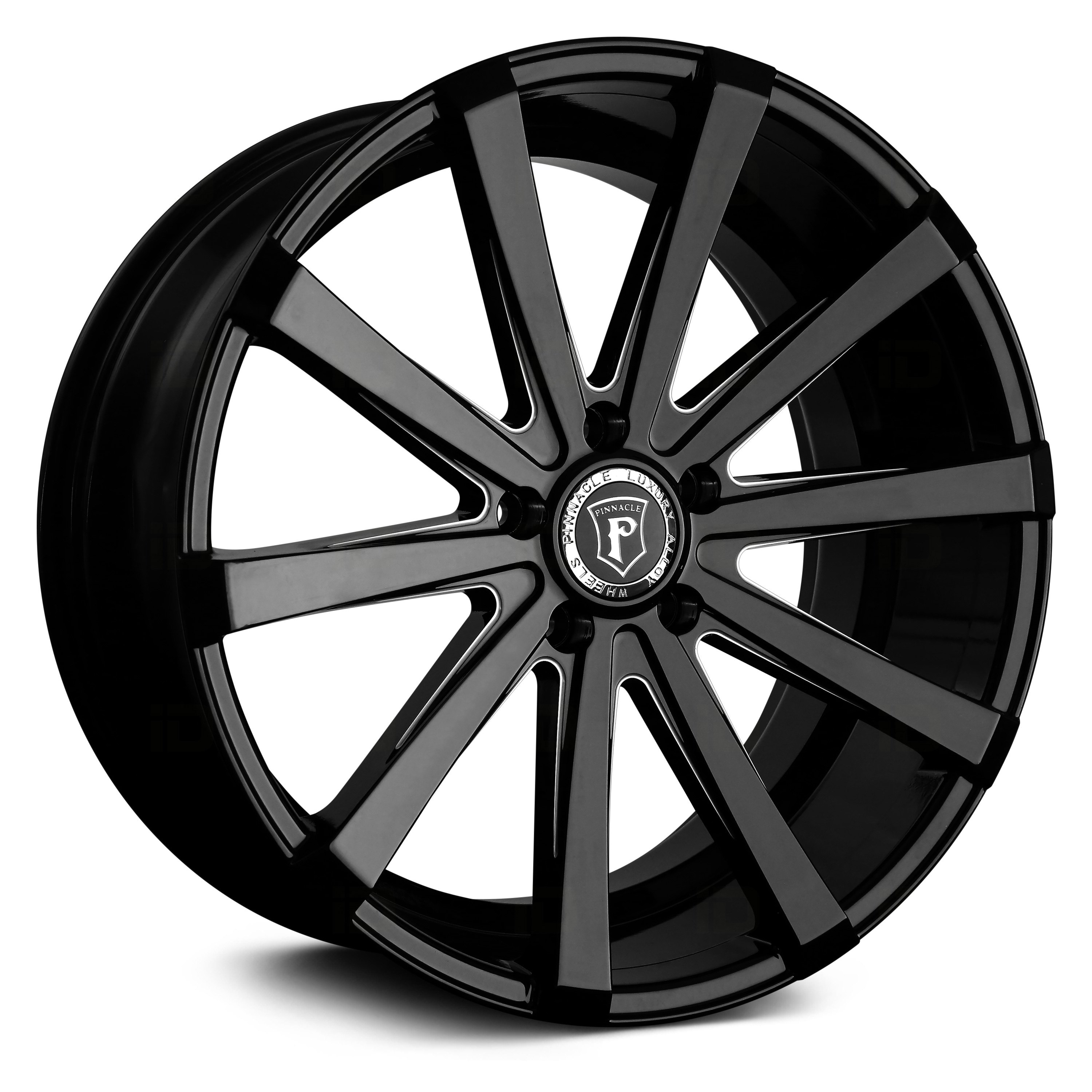 PINNACLE® P100 ROYALTY Wheels - Gloss Black with Milled Accents Rims