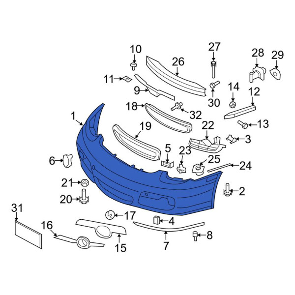 Porsche OE 98750519150 - Front Bumper Cover