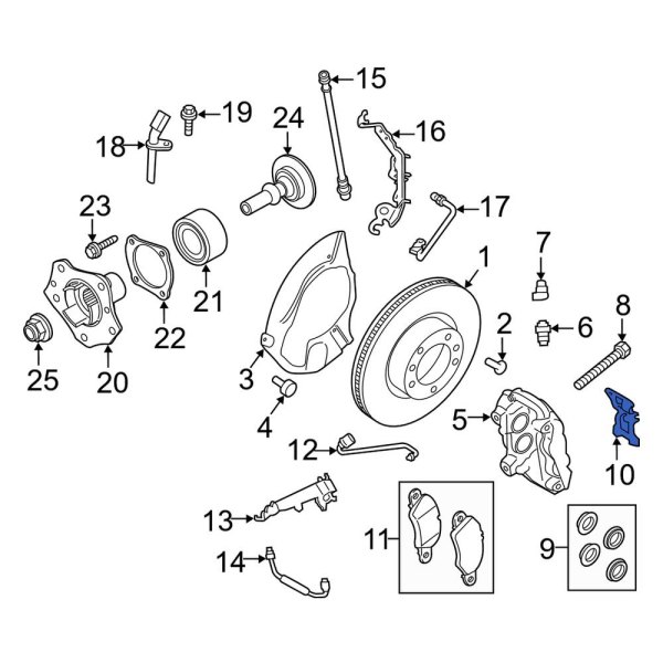 Porsche OE 99735195901 - Front Disc Brake Anti-Rattle Clip