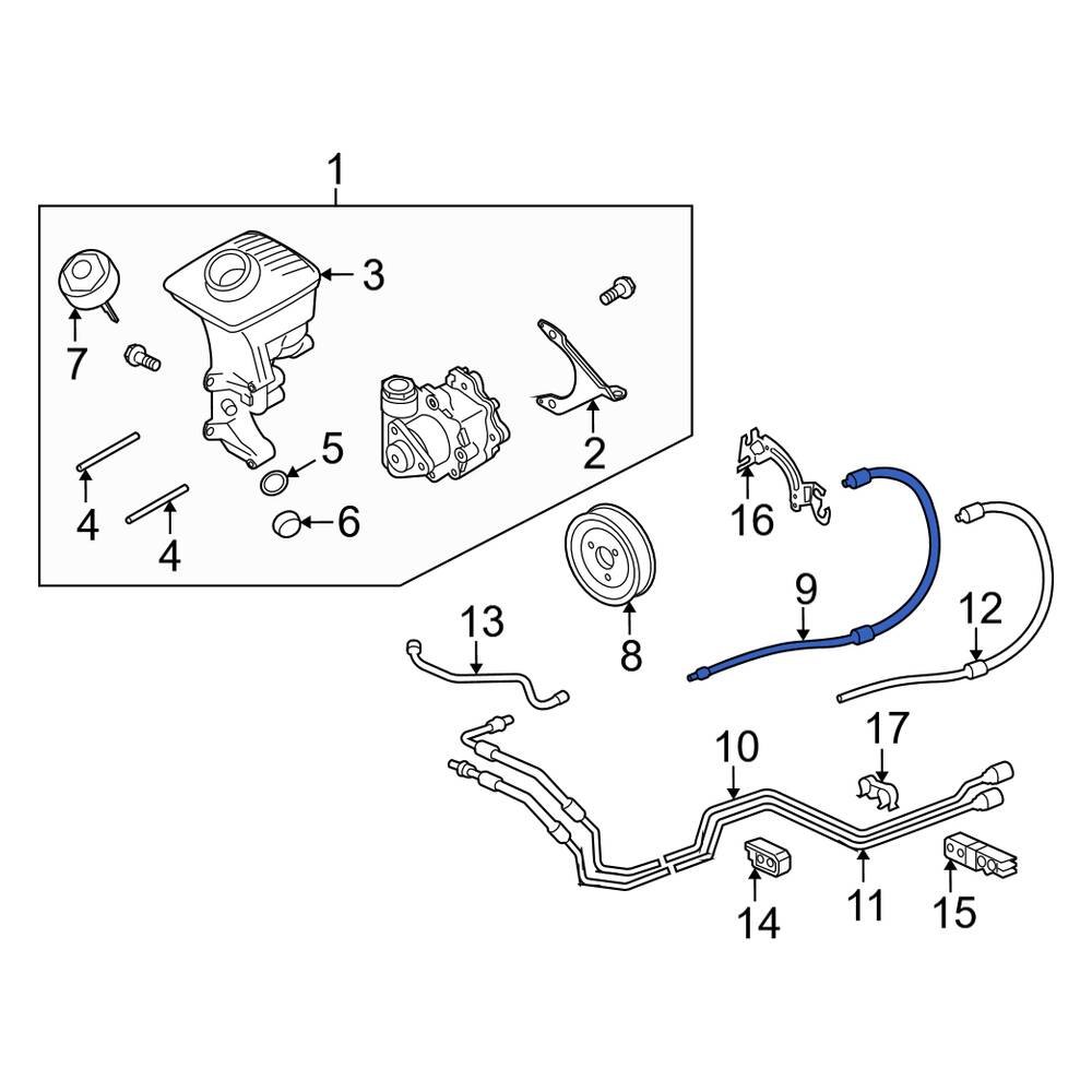 Porsche OE 99734745114 - Power Steering Pressure Hose