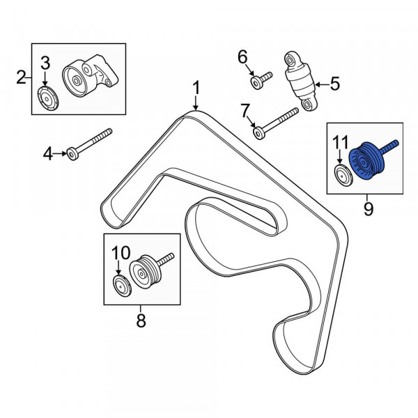 Porsche OE 95814527901 - Left Accessory Drive Belt Idler Pulley