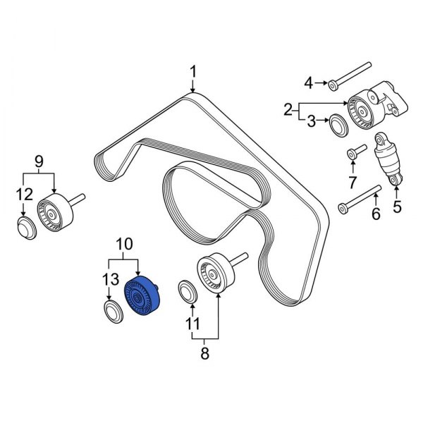 Porsche OE 95814527901 - Left Accessory Drive Belt Idler Pulley