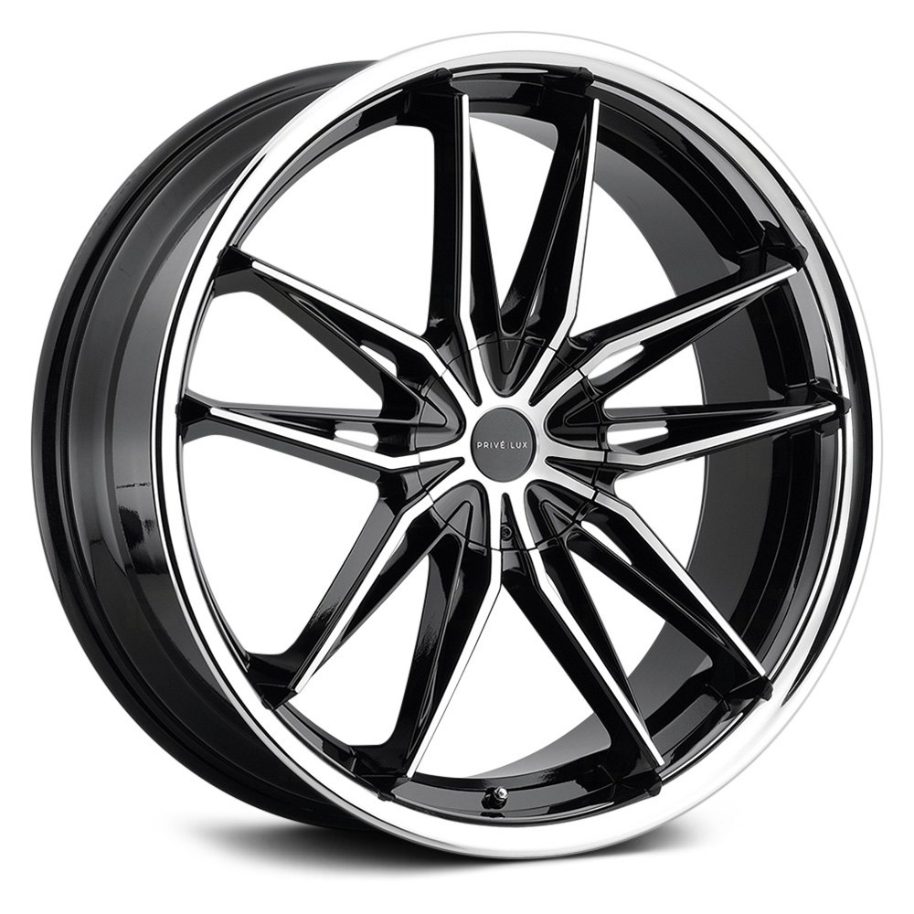 PRIVE LUX® PL4 Wheels - Gloss Black with Machined Face and Chrome Lip Rims