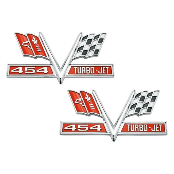QRP® CH29054 - "454 Turbo-Jet" Crossed Flags Fender Emblems