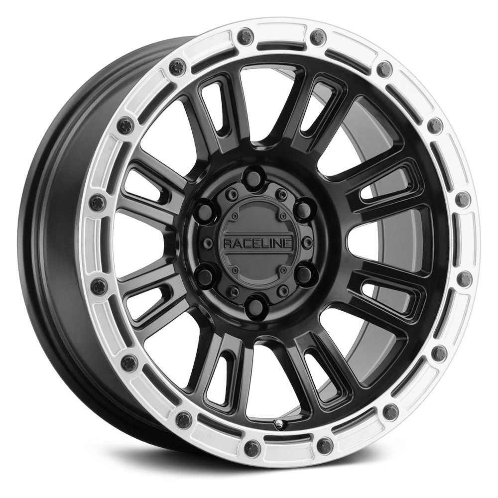 RACELINE® 956BS COMPASS Wheels - Satin Black with Silver Ring Rims