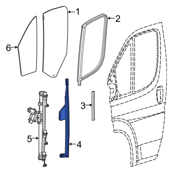Ram OE 68169388AA - Front Left Window Regulator Rail