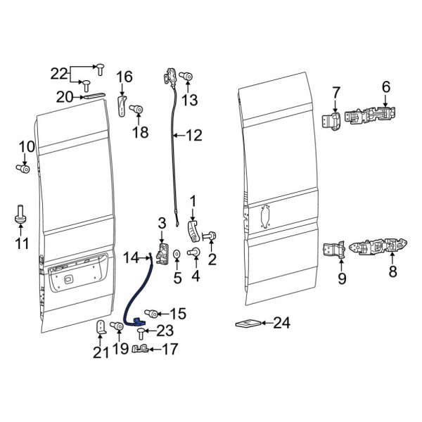 Ram OE 68226089AC - Rear Left Lower Door Latch Assembly