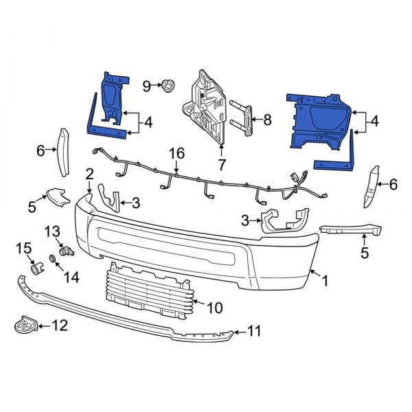 Ram OE 68064329AD - Front Bumper Cover Support Rail Bracket