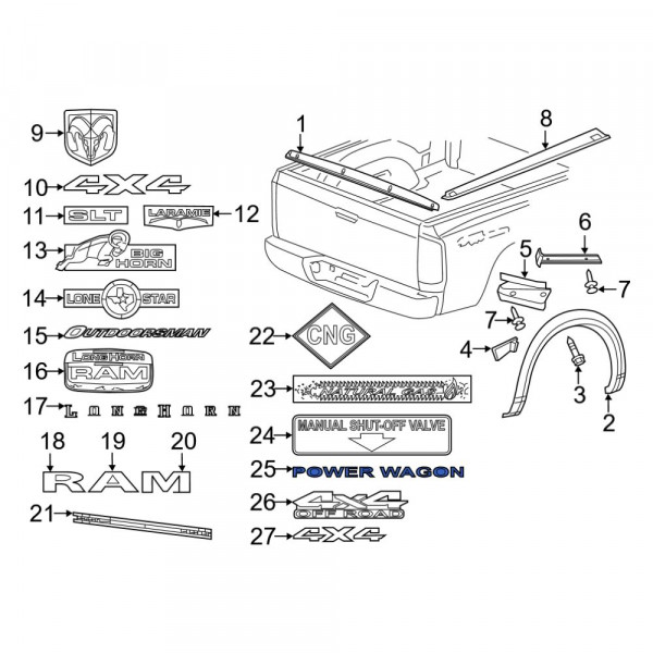 Ram OE 6GA56AXRAA - Rear Truck Bed Decal