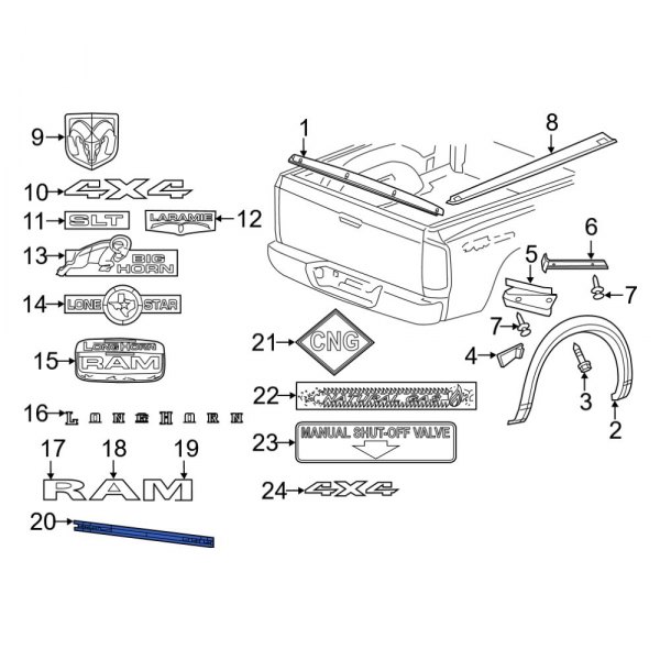 Ram OE 68260470AD - Rear Tailgate Molding