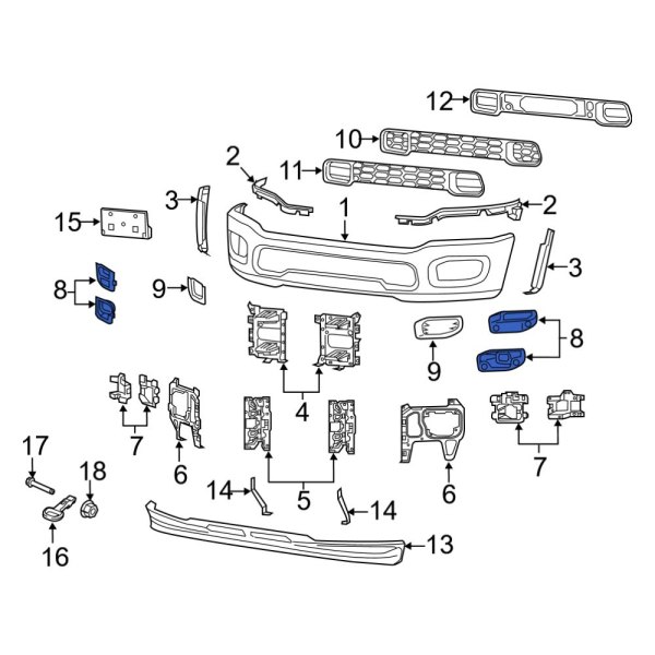 Ram OE 68449321AA - Front Fog Light Trim