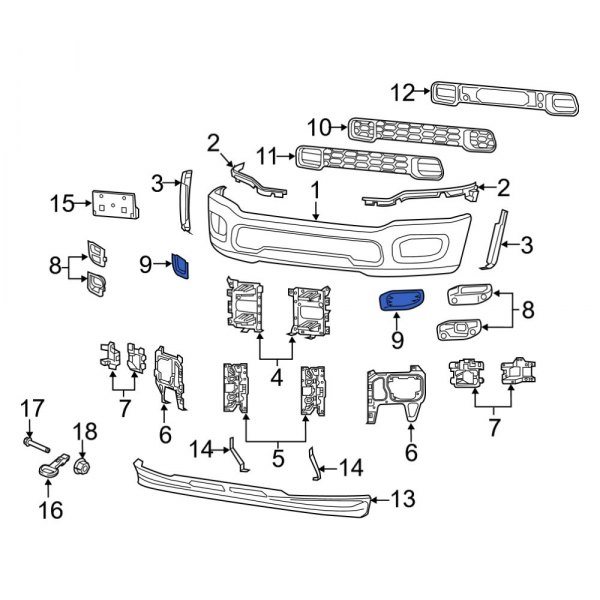 Ram OE 68449247AA - Front Bumper Cover Spacer Panel