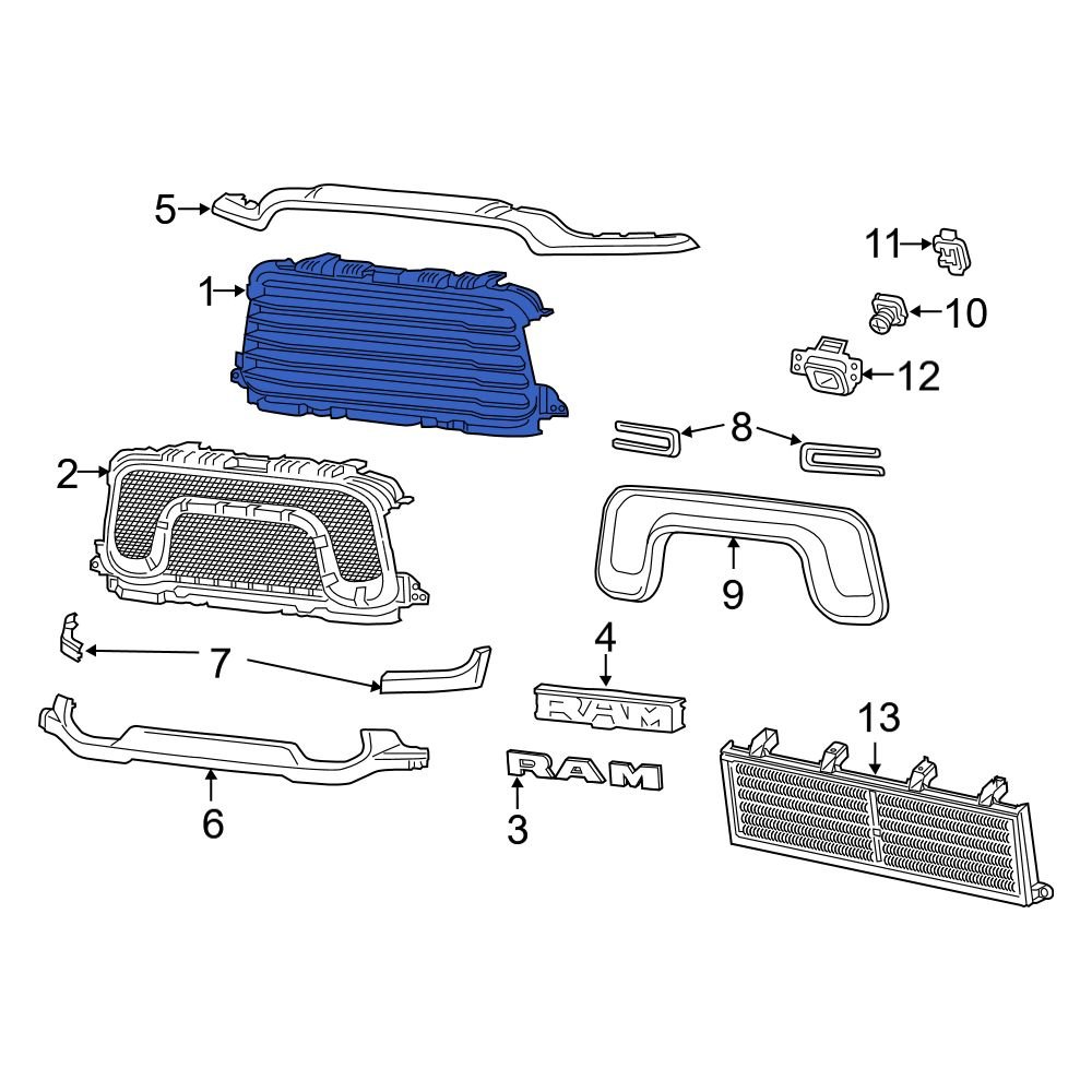 Ram OE 68516019AA - Front Upper Grille