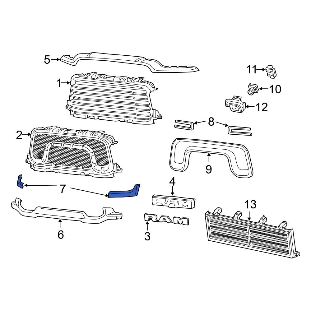 Ram OE 6NB31TZZAB - Front Left Grille Molding