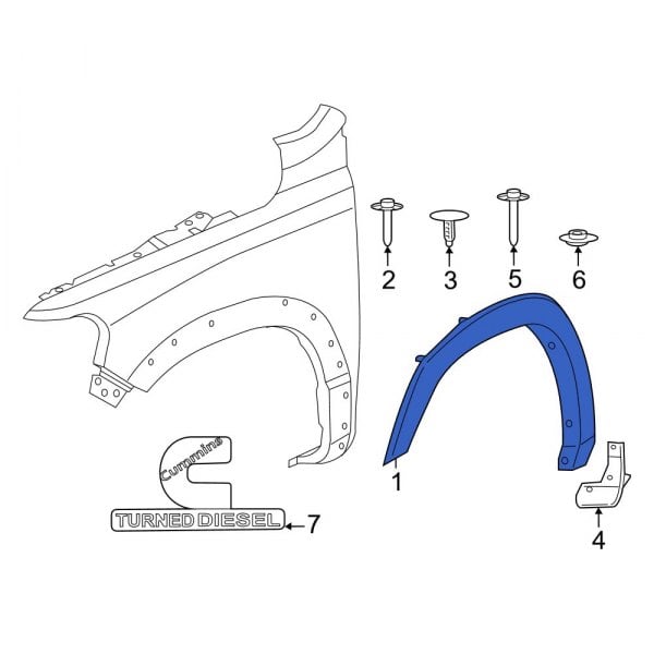 Ram OE 6MS36GXHAB - Rear Right Fender Flare