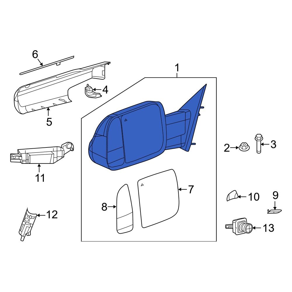 Ram OE 68462859AA - Front Left Door Mirror
