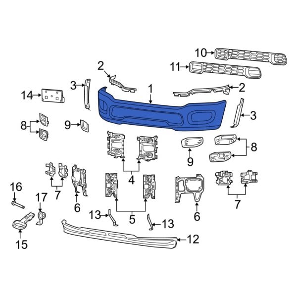 Ram OE 6QB391Z0AB - Front Bumper Face Bar