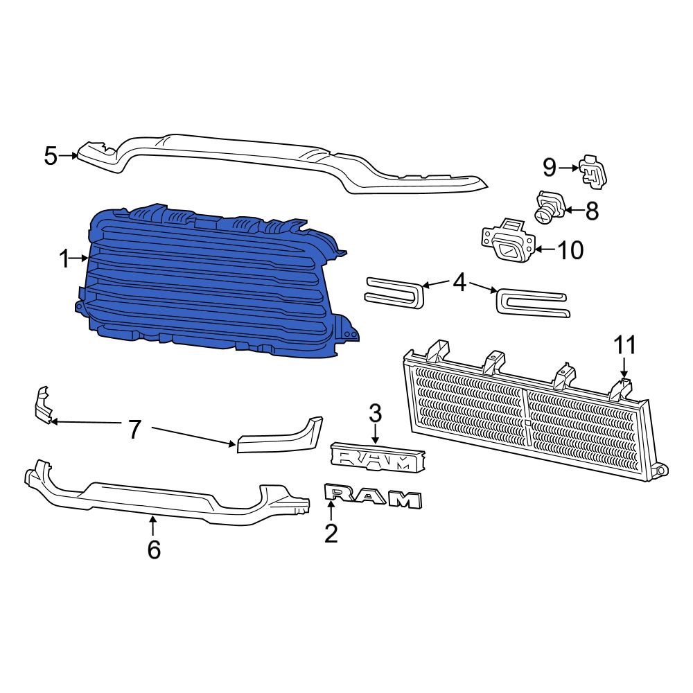 Ram OE 68445621AA - Front Upper Grille