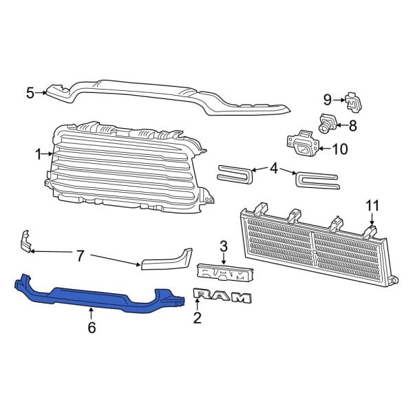 Ram OE 6NB141Z0AD - Front Lower Grille Molding