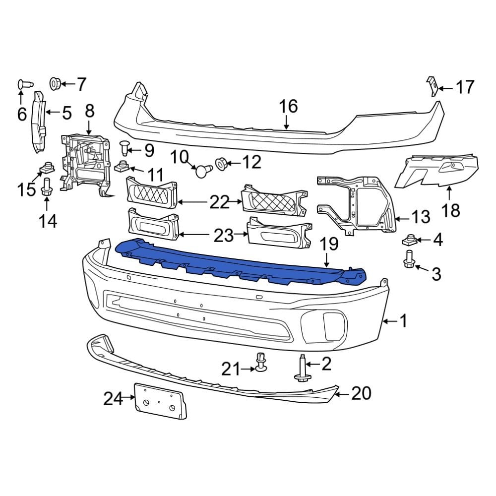 Ram OE 68104942AD - Front Center Bumper Cover Support Rail