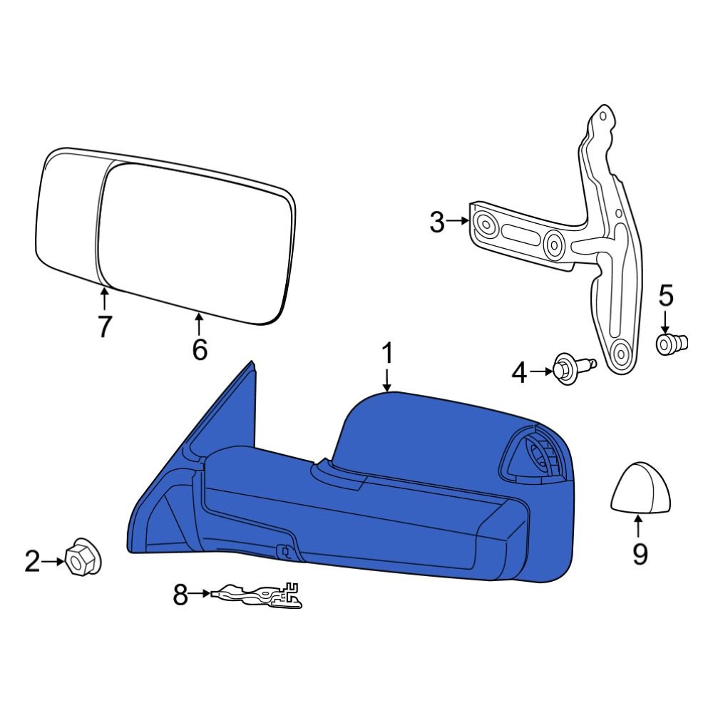Ram OE 68462859AA - Front Left Door Mirror