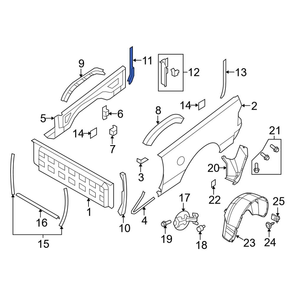 Ram OE 68362264AA - Rear Right Outer Truck Bed Panel Reinforcement