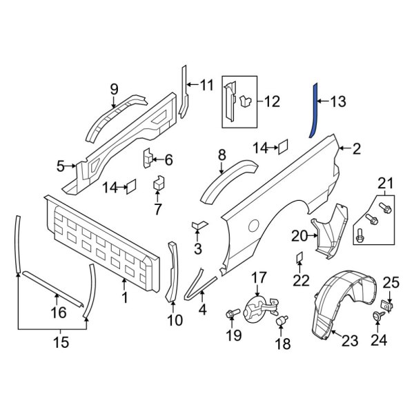 Ram OE 68234324AA - Rear Right Outer Truck Bed Panel Reinforcement