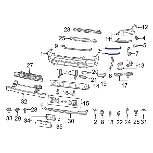 Ram OE 68425755AB - Front Left Upper Bumper Face Bar Bracket