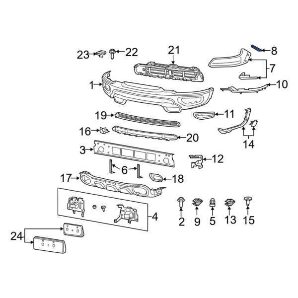 Ram OE 68275365AA - Front Left Bumper Cover Spacer Panel Bracket