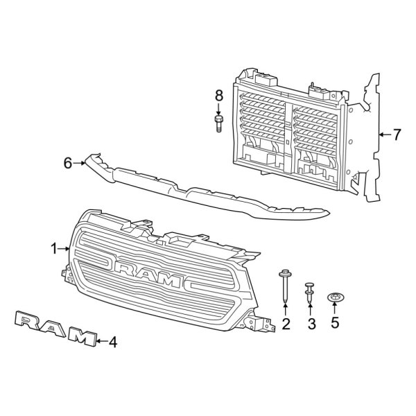 Ram OE 6BT13SZ0AJ - Front Grille Molding