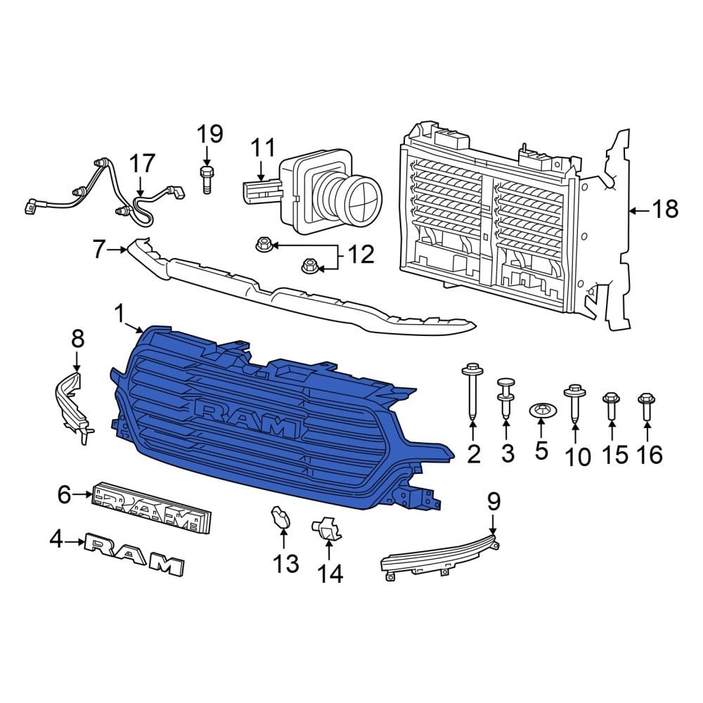 Ram OE 68404993AD - Front Upper Grille