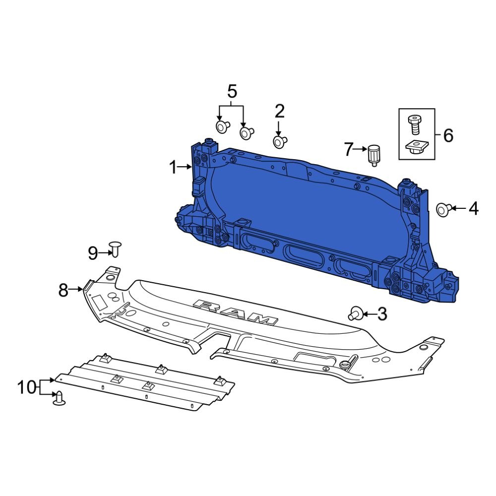 Ram OE 68403786AD - Front Radiator Support Panel