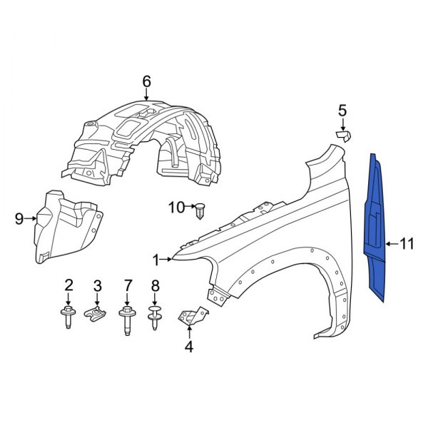 Ram OE 68291631AA - Front Left Fender Insulator