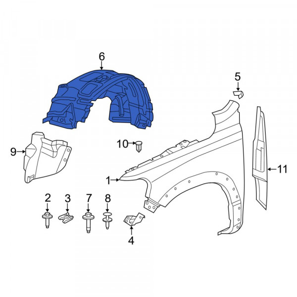 Ram OE 68275897AE - Front Left Fender Splash Shield